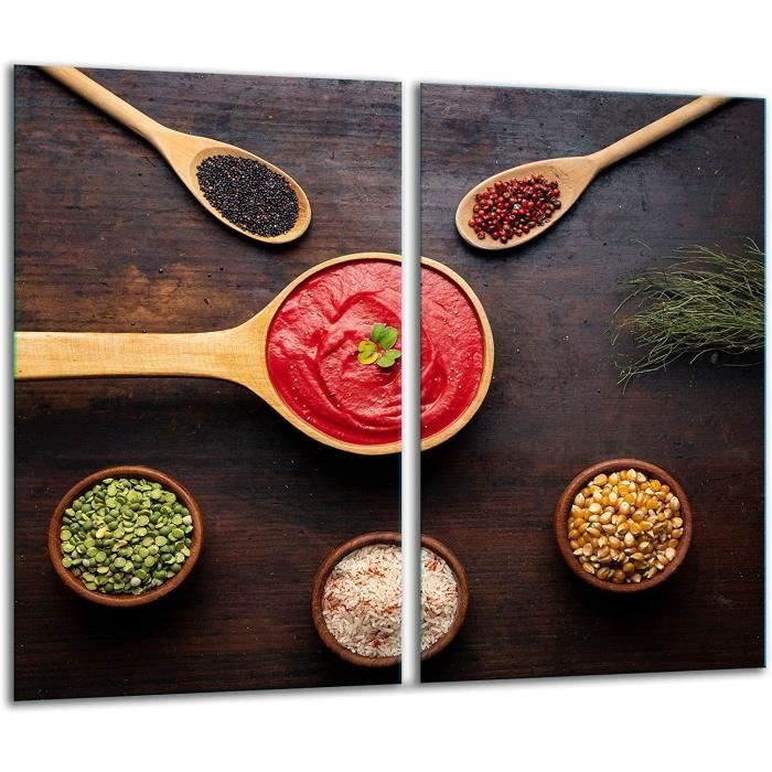 Lot de 2 cacheplaques de cuisson de 30 x 52 cm en céramique pour la ...