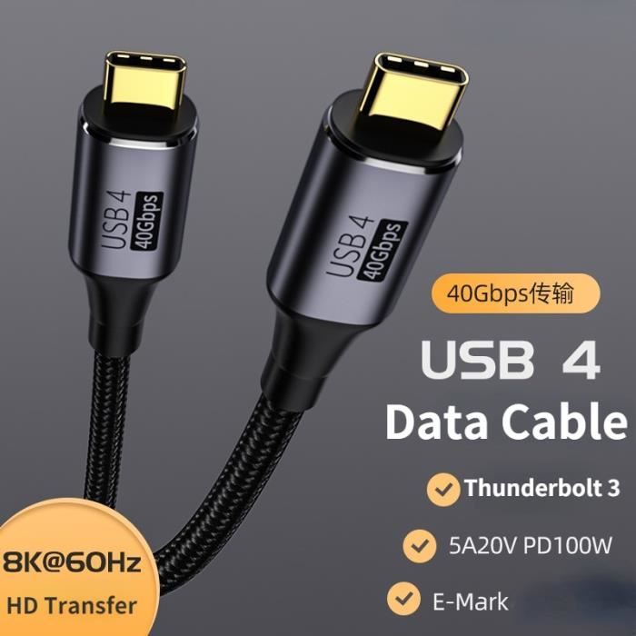 Câble photo,USB 4 Type C à USB-C Câble Thunderbolt 3-4 Ultra HD 8K ...