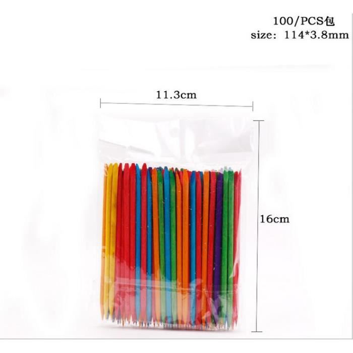 Mini bâtonnets à cuticules en bois Orange, 50/100 pièces, outil de ...