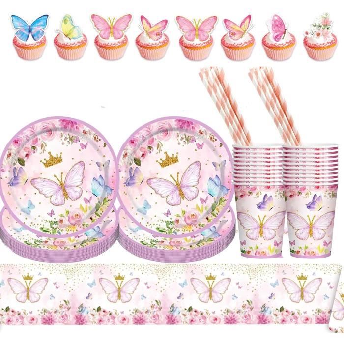 85 Pièces Papillons Party Vaisselle Set, D'Anniversaire Ensemble ...