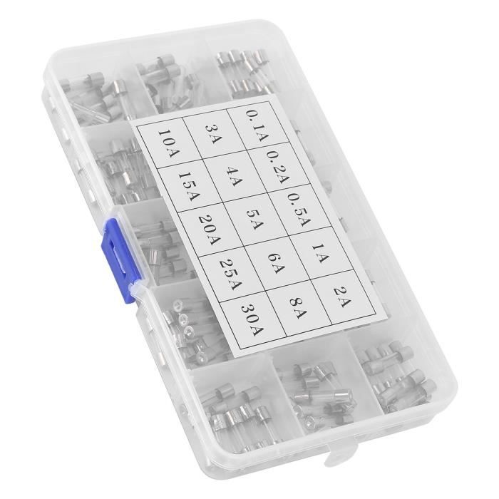 SAL Tube de fusible en verre Kit de fusible en verre Assortiment de fusibles en verre outillage ...