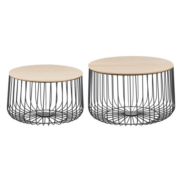 Lot de 2 Tables Basses Design Tables de Salon Paniers à Plateaux ...
