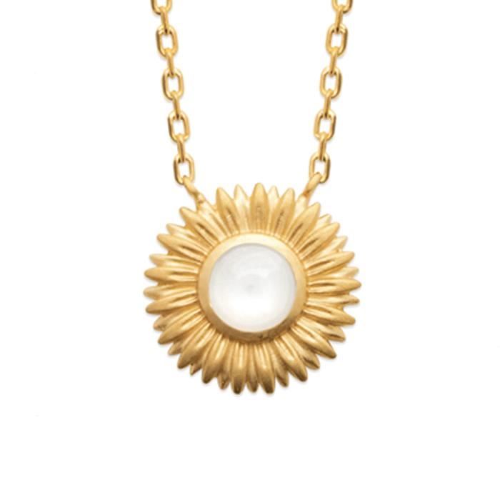 Collier Plaqué Or 'Cléopatra' pierre de lune doré - 15 mm [R5778 ...