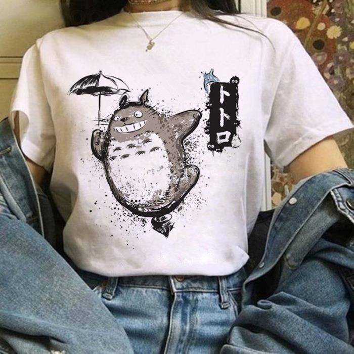 T-shirt drôle de dessin animé pour femmes haut mignon Ullzang Miyazaki ...