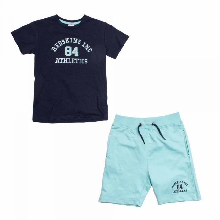 Ensemble tee shirt mc/short 3/8 ans set401 Enfant REDSKINS Bleu fonce ...