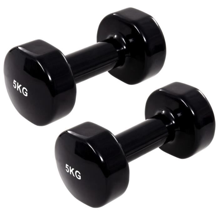 Haltères 2 pcs 10 kg Fonte Noir - Cdiscount Sport