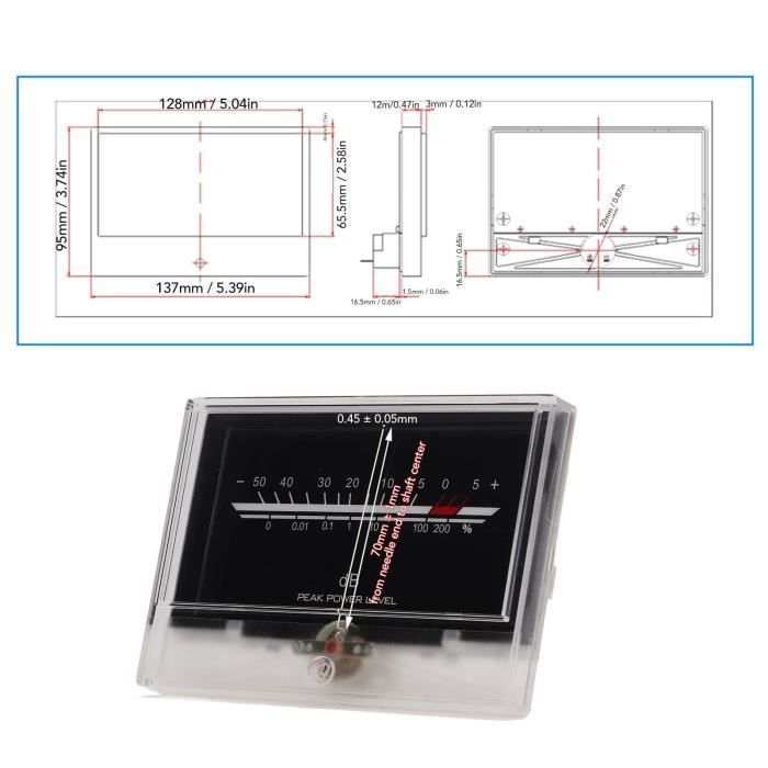 CHE VU-mètre VU mètre LED blanc rétro-éclairé mesure précise ...