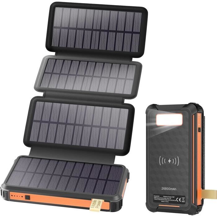 Batterie Externe Solaire, 26800 Mah Chargeur Solaire Portable Avec 4 ...