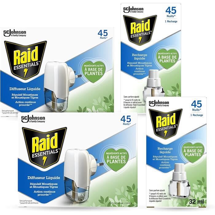 Raid Essentials 2 Diffuseurs Electriques Liquides et 2 Recharges ...