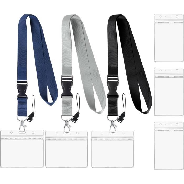 Porte-Badge Lanière, 3Pcs Cordon Tour de Cou Strap Lanière et 6Pcs ...