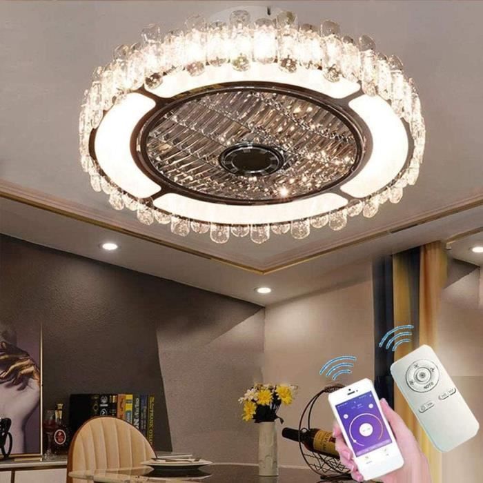 Ventilateur De Plafond Créatif Moderne Fan Lustre 72W Led Dimmable ...