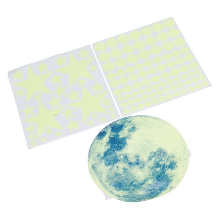 VINGVO Stickers Muraux Lumineux Espace Lune Étoiles Autocollants ...