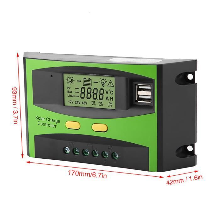 YOSOO Contrôleur de charge solaire Solar Charge Controller, PWM Smart Dual USB Solar Panel ...