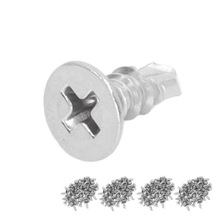 MEI-Vis de fixation - Lot de 200 vis autoperceuses à tête fraisée en acier inoxydable de 13 mm ...