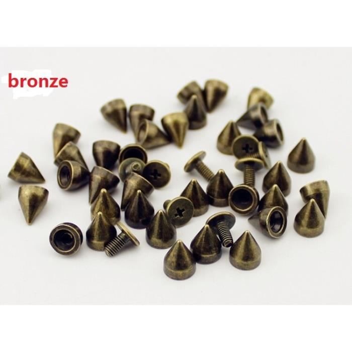 RIVET,bronze--Rivets Punk Rock argentés 7x9.5mm pour vêtements, Rivets ...