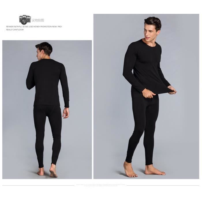 Ensemble de sous-Vêtements Thermiques Homme Haut & Bas Maillot de Corps Manches Longues ...