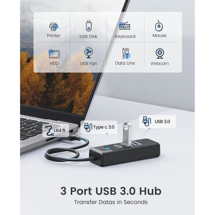 Hub Usb 3.0, Répartiteur Usb Pour Ordinateur Portable,Extension De Port ...