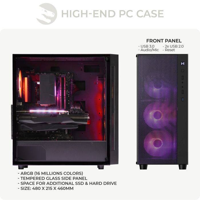 Sedatech PC Gamer Advanced ATX • AMD Ryzen 7 9800X3D • RTX5060Ti • 32Go DDR5 • 2To SSD M.2 ...