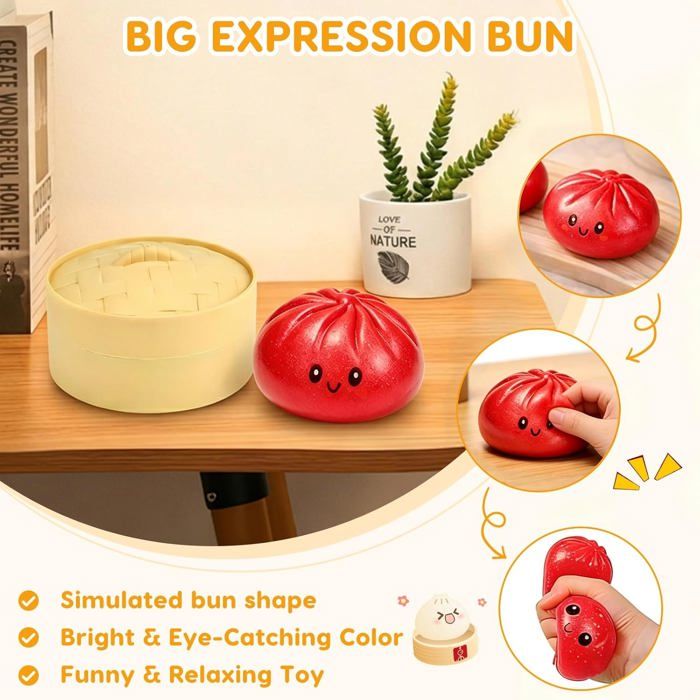 Dumpling Squishy avec Panier Vapeur 9,5 cm, Glitter Squishy Dumpling ...