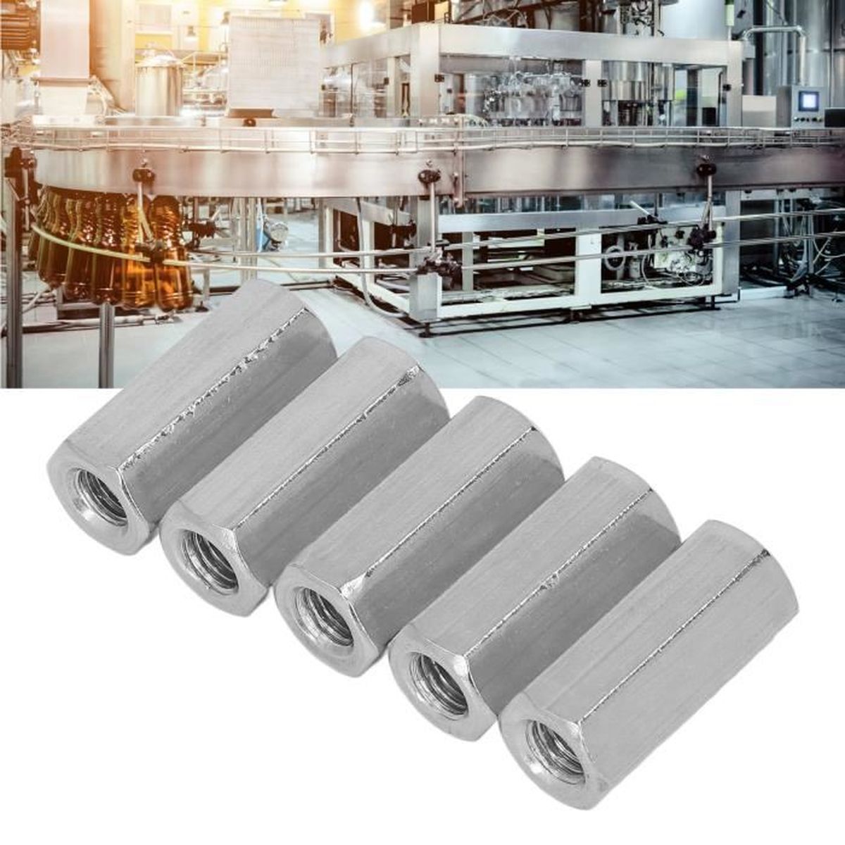 ZER-Jeu d'écrous d'accouplement hexagonaux 5 pièces écrous d'accouplement hexagonaux 304 acier ...