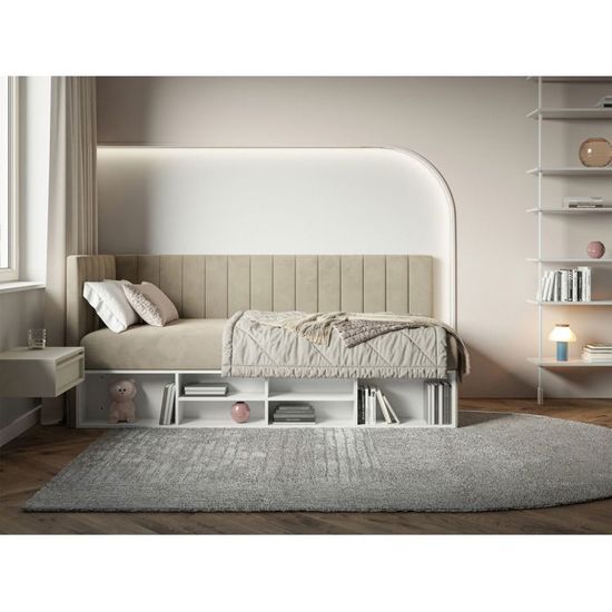 Lit ado avec rangement - VENTRIO - gris beige- côté gauche - Cdiscount ...