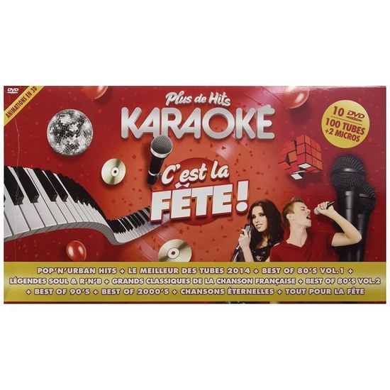 Plus de hits karaoké : c'est la fête ! - coffret 10 DVD + micro - Cdiscount