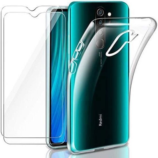 Coque Redmi Note 8 Pro 6.53" Transparente+ 2× Verre trempé Protection ...