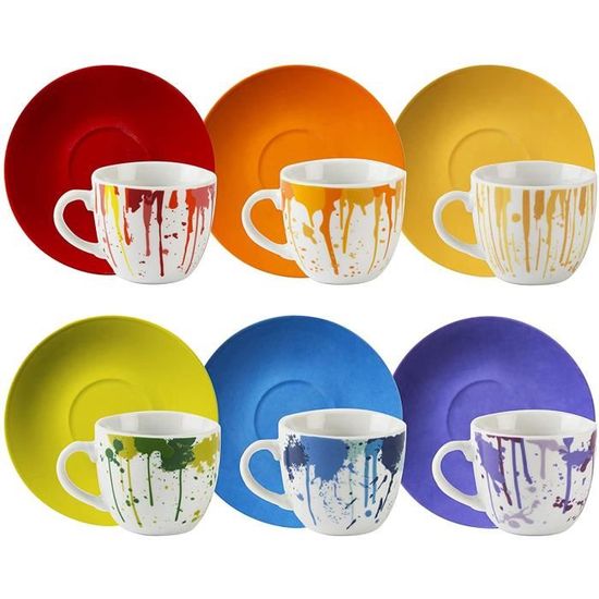 Dripping Lot de 6 tasses à café, porcelaine, 90 A235 - Cdiscount Maison