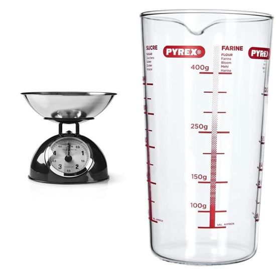 Balance De Cuisine Rétro Ana Logique Métal Noir & Pyrex - Classic - Verre Mesureur 0.50 L[x276 ...