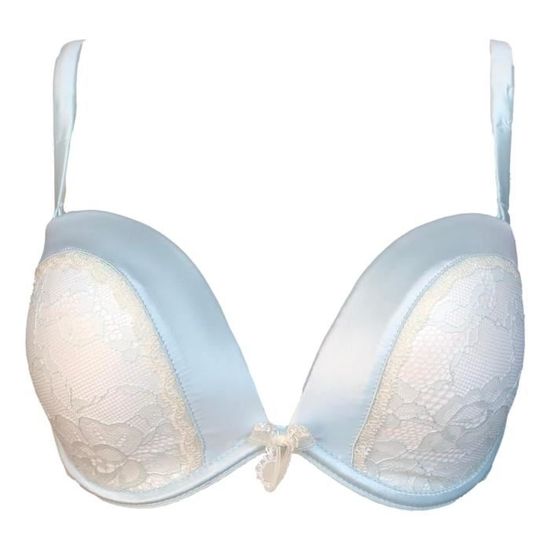 Soutien gorge satin et dentelle vert clair fond beige 90D lingerie grande taille Vert ...