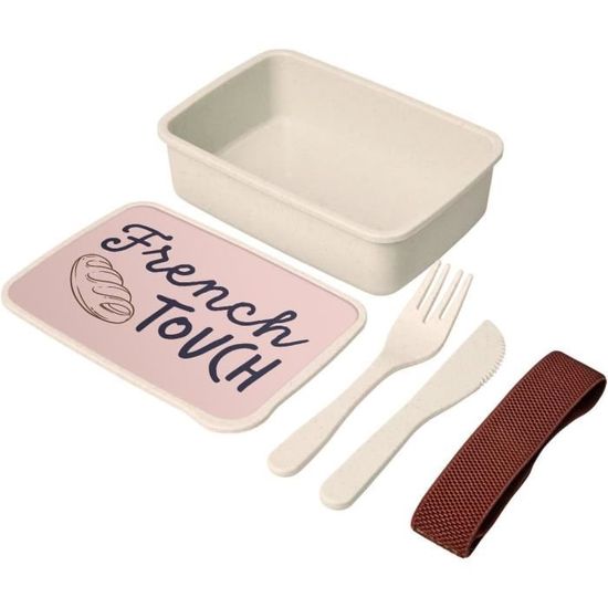 Lunch Box - Boite À Repas Avec Couverts Rose - French Touch Française ...