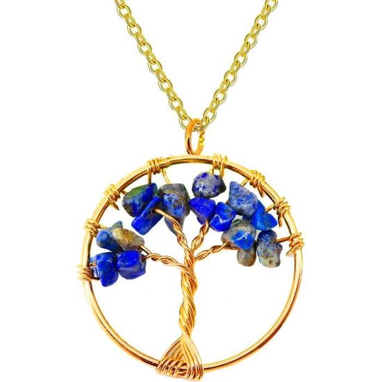 Faith Collier Femme Arbre De Vie Avec Pierres Naturelles Fait Main ...