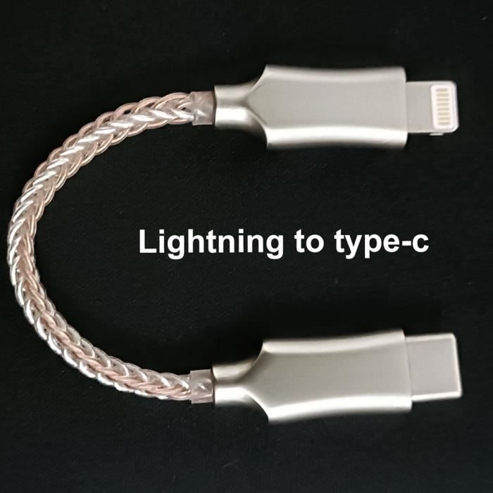 B Foudre-TC Câble Lightning Vers Type-c Dac Otg, 8 Cœurs, En Cuivre ...