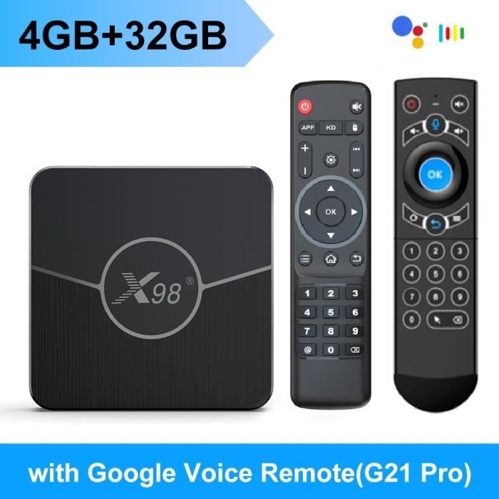 4 Go32 Go G21 Pro - Boîtier TV X98 Plus Android 11 Amlogic S905W2 4G 64 go Support H.265 AV1 ...