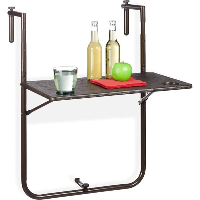 Table Balcon Suspendue, Pliante, réglable en Hauteur sur 3 Niveaux ...