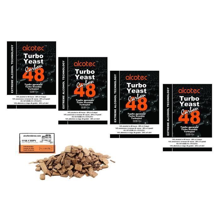 4 x Turbo Levure - Alcotec Turbo Yeast 48 + Activated Carbon 175g ...