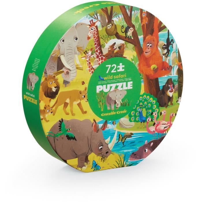 Crocodile Creek puzzel ronde verpakking Wild Safari - 72 stukjes ...
