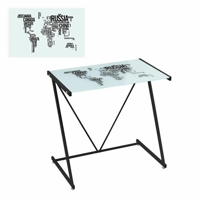 Table de bureau en verre coloris vert clair-noir - Longueur 80 x ...