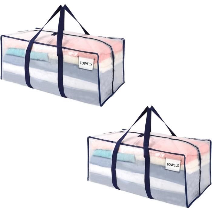 Lot De 2 Sac De Rangement Extra Larges Et Résistants, Fermeture Eclair ...