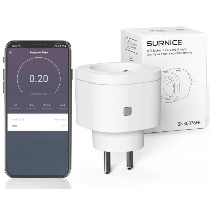 Prise Connectée Wifi, Suivi De Consommation, Prise Intelligente Compatible Avec Alexa Et Google ...