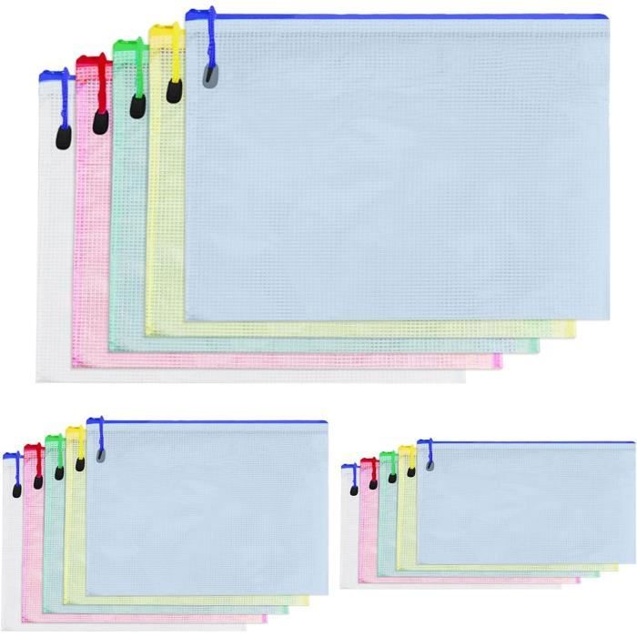 Pochette Zippée A4+A5+A6, 15 Pièces Pochette Transparente Zippée, PVC ...