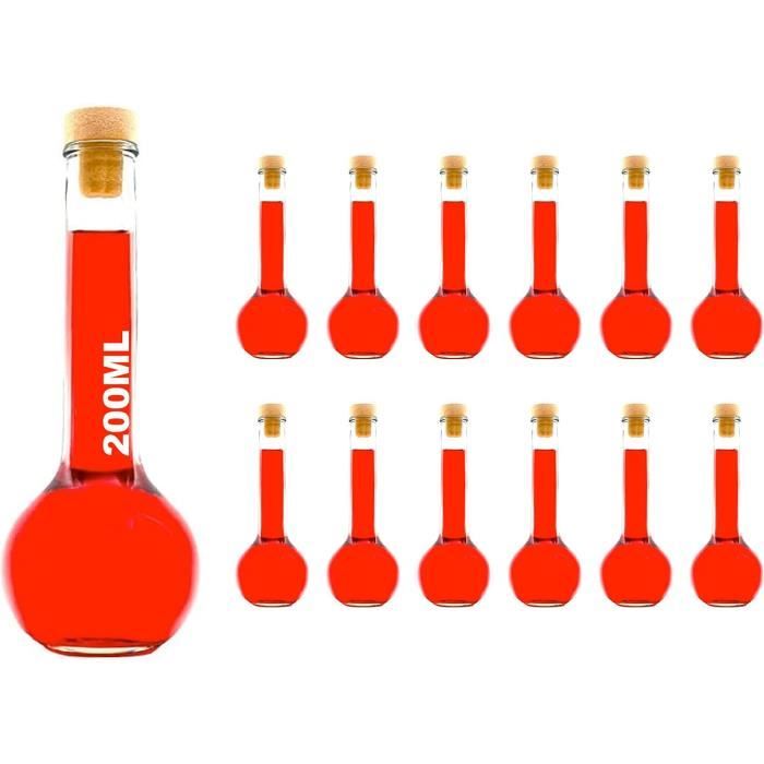 Casavetro 12 x 200ml Bouteilles en verre vides 200ml Hermétique rechargeable pour prunelle, gin ...