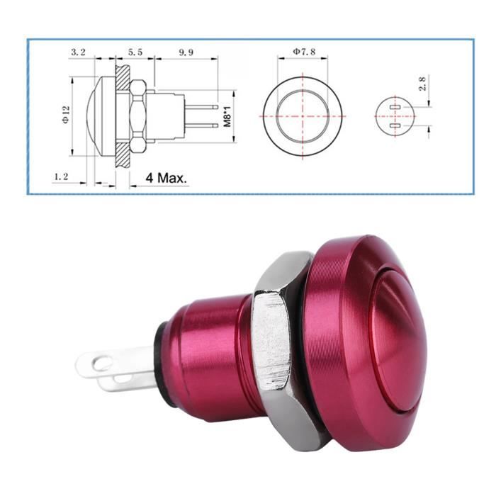 SURENHAP Bouton poussoir 1A 24V 8mm Mini interrupteur d'alimentation à ...