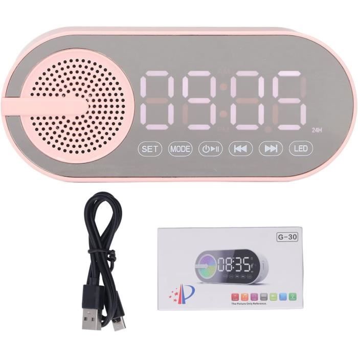 Réveil Numérique Double, Bluetooth 5.0 Haut-Parleur Miroir Horloge ...