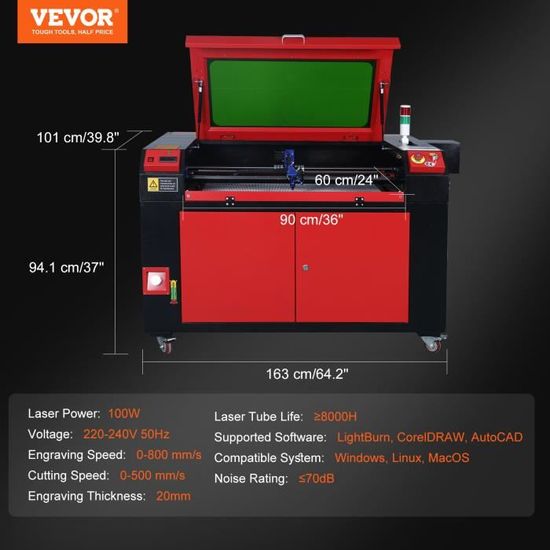 Machine à Graver Laser - VEVOR - Graveur Laser CO2 - Machine de Gravure ...