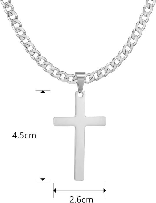 Cuba Figaro Cross Men's Chain Acier Inoxydable Argent Or Chaîne Noire ...