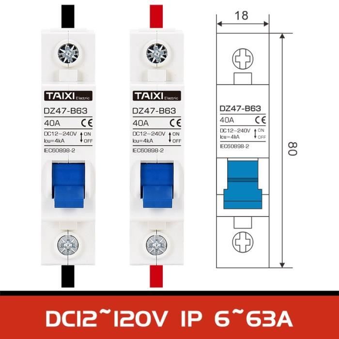 1P-1P MTS-B16A -Protecteur de disjoncteur MCB 24V 48V 96V DZ47 cc 125A ...