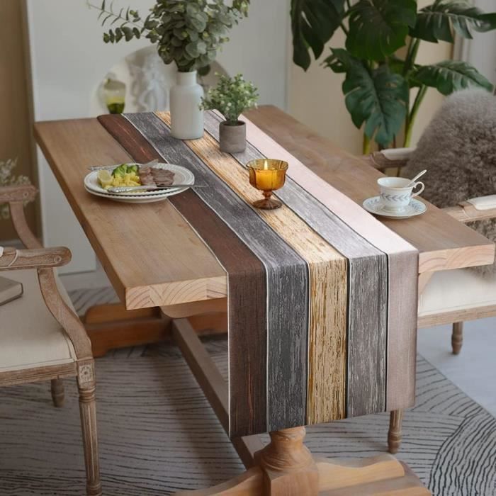 Chemin De Table Marron Lin 40 X 140 Cm Chemin De Table Gris Beige De ...