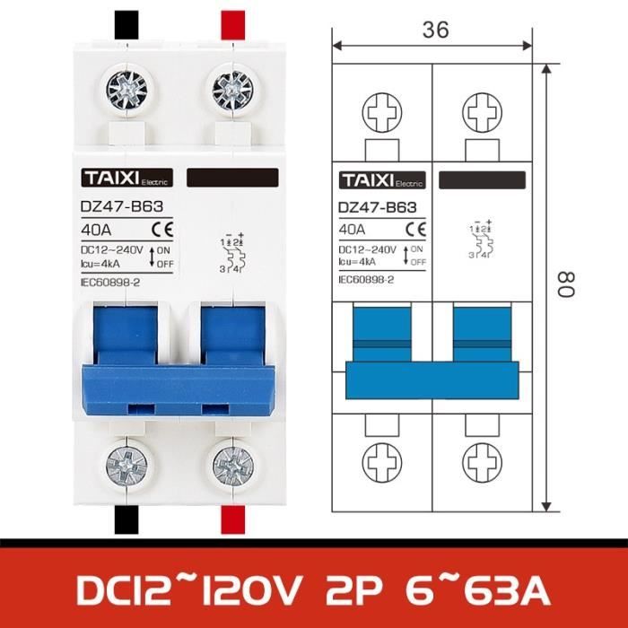 1P-1P MTS-B16A -Protecteur de disjoncteur MCB 24V 48V 96V DZ47 cc 125A ...