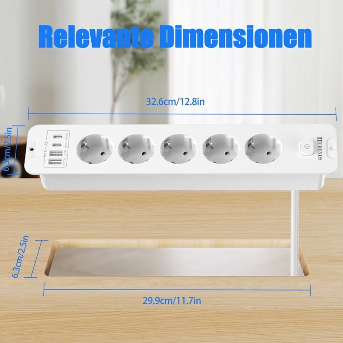 Multiprise encastrable rétractable - ZUUKO - 5 prises Schuko - 4 ports ...
